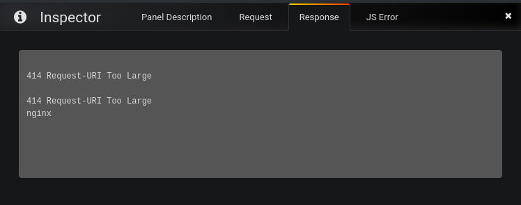 Grafana Dashboard Behind Reverse Proxy Not Showing Graph But Shows Error 414 Request Uri Too Large